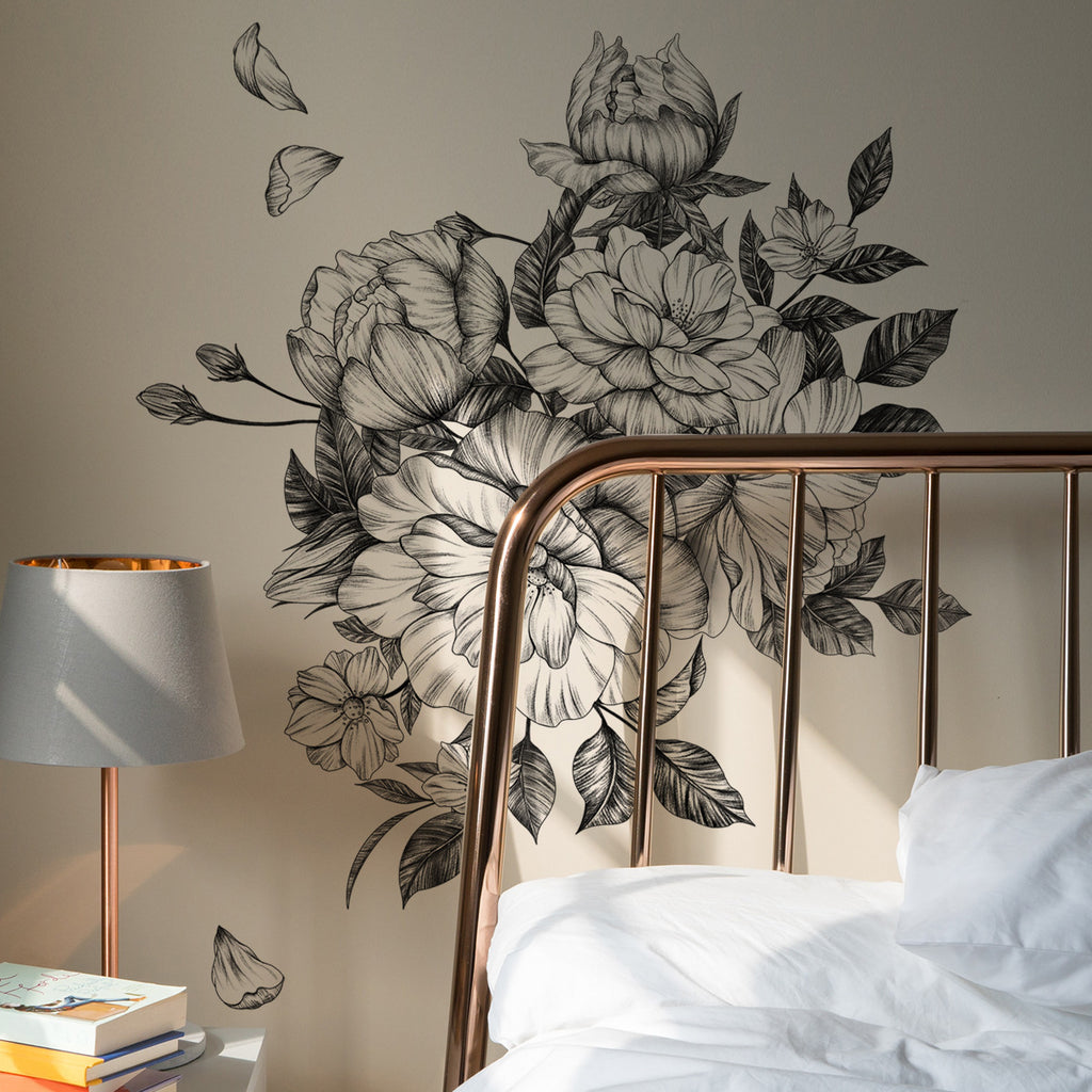 Wholesale One Meter Wall Sticker PVC Botanical Floral Sketch Background ...